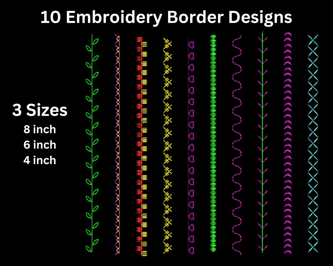 10 Simple Embroidery Border Designs for Multiple Uses - Border Divider ...