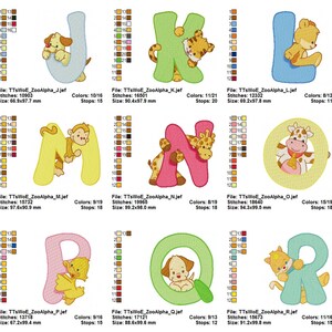 Alphabet With Baby Animals Machine Embroidery Designs - A to Z Font ...