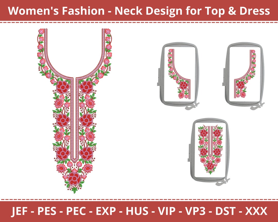 Women's Neck Machine Embroidery Designs - Neckline Embroidery Pattern ...