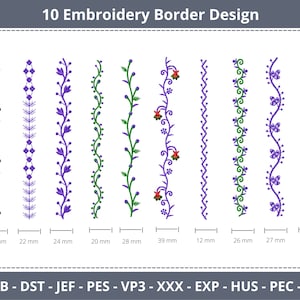 10 Endless Border Embroidery Design Bundle, Machine Embroidery Designs ...