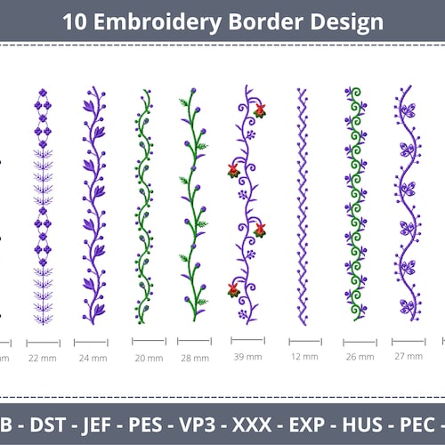 Embroidery Designs Bundle Endless Border Designs 10 - Etsy