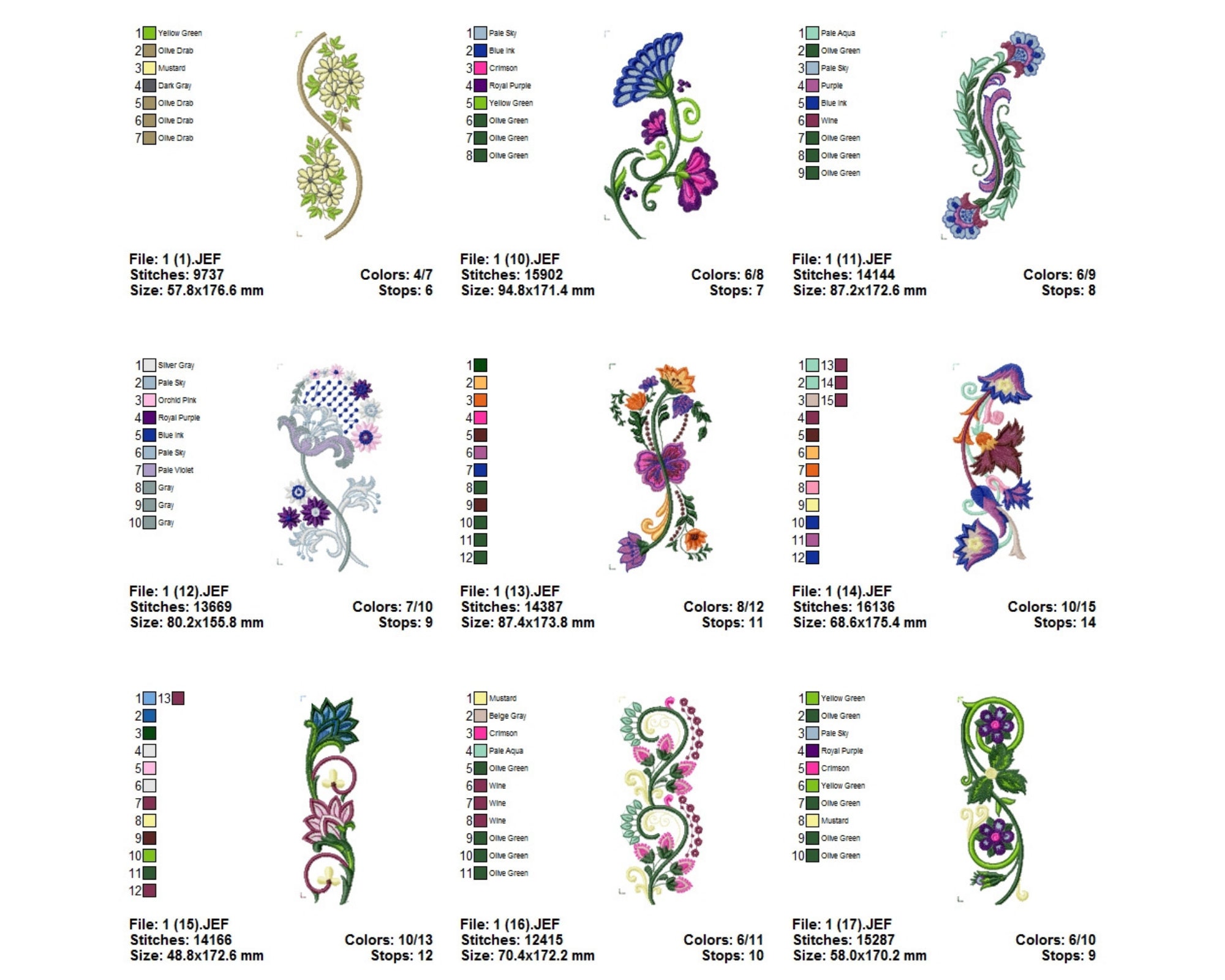 Dashing Flower Border Machine Embroidery Design 17 Designs - Etsy Australia