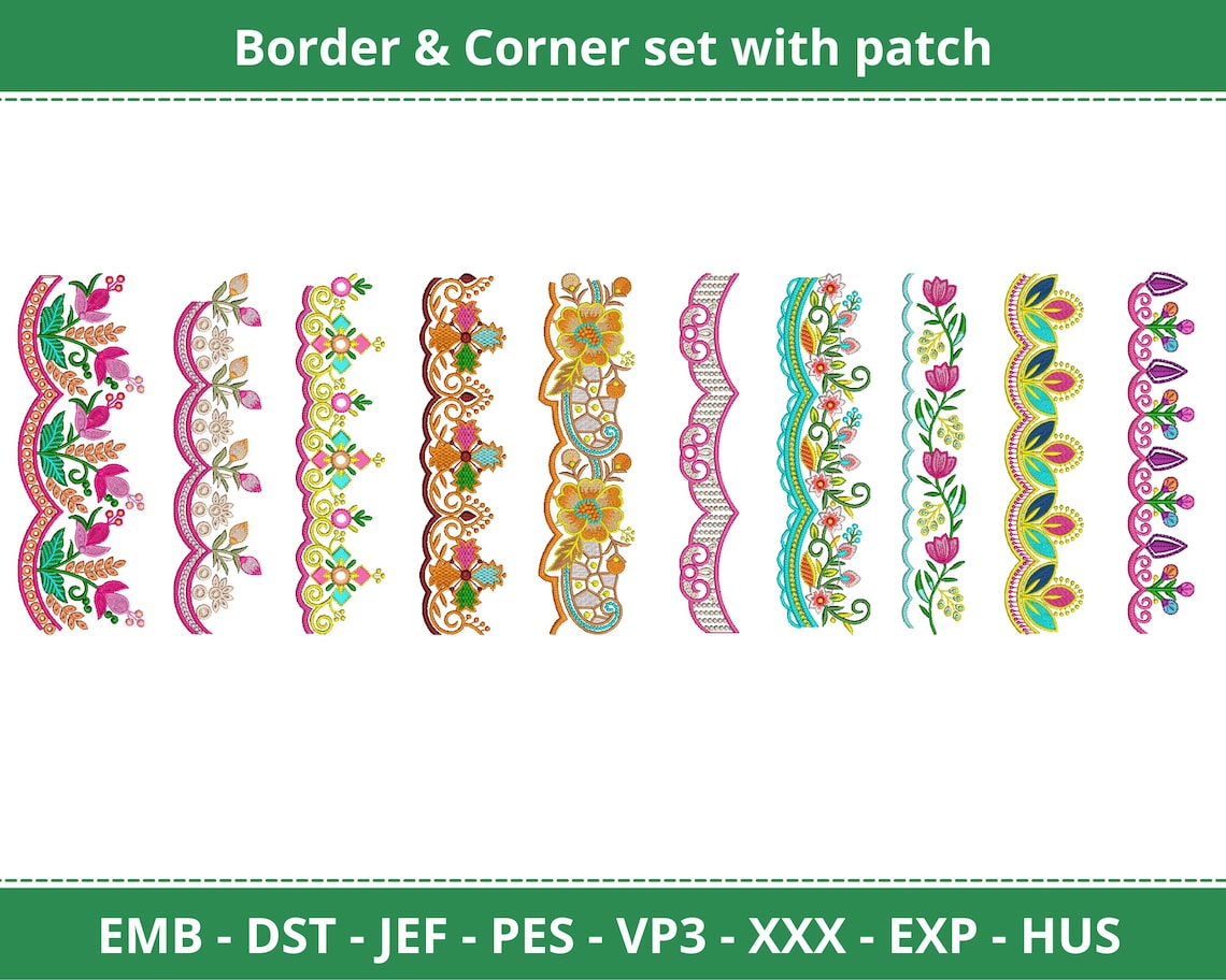 Cutwork Border & Corner Set With Patch Embroidery Design 10 - Etsy