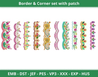 Cutwork Border & Corner With Patch Embroidery Design 10 | Etsy