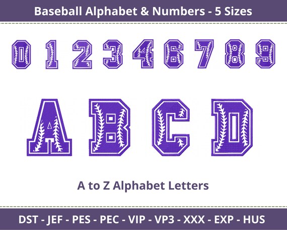 Baseball Alphabet & Numbers Embroidery Design Machine - Etsy