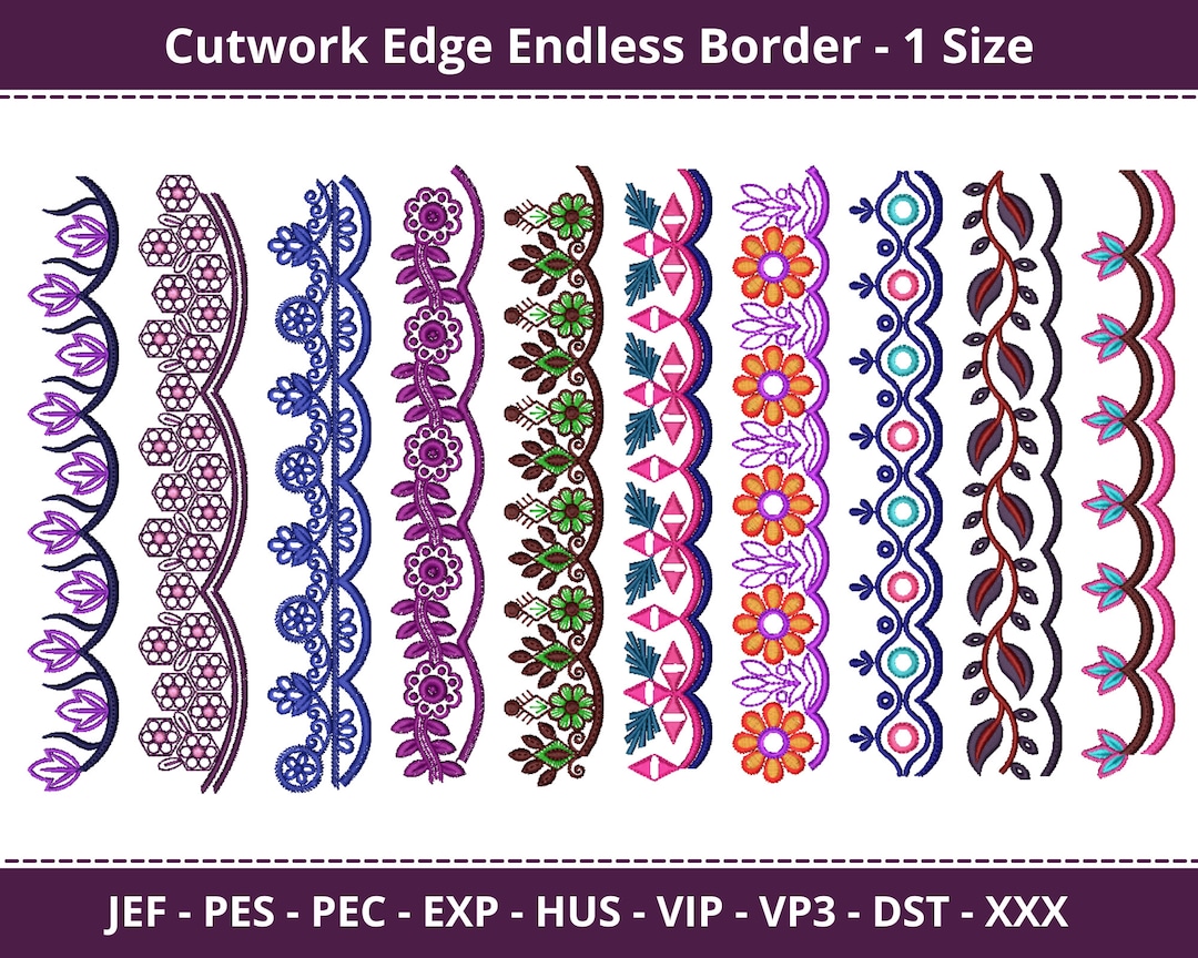 Cutwork Edge Border Machine Embroidery Designs - Floral Endless ...