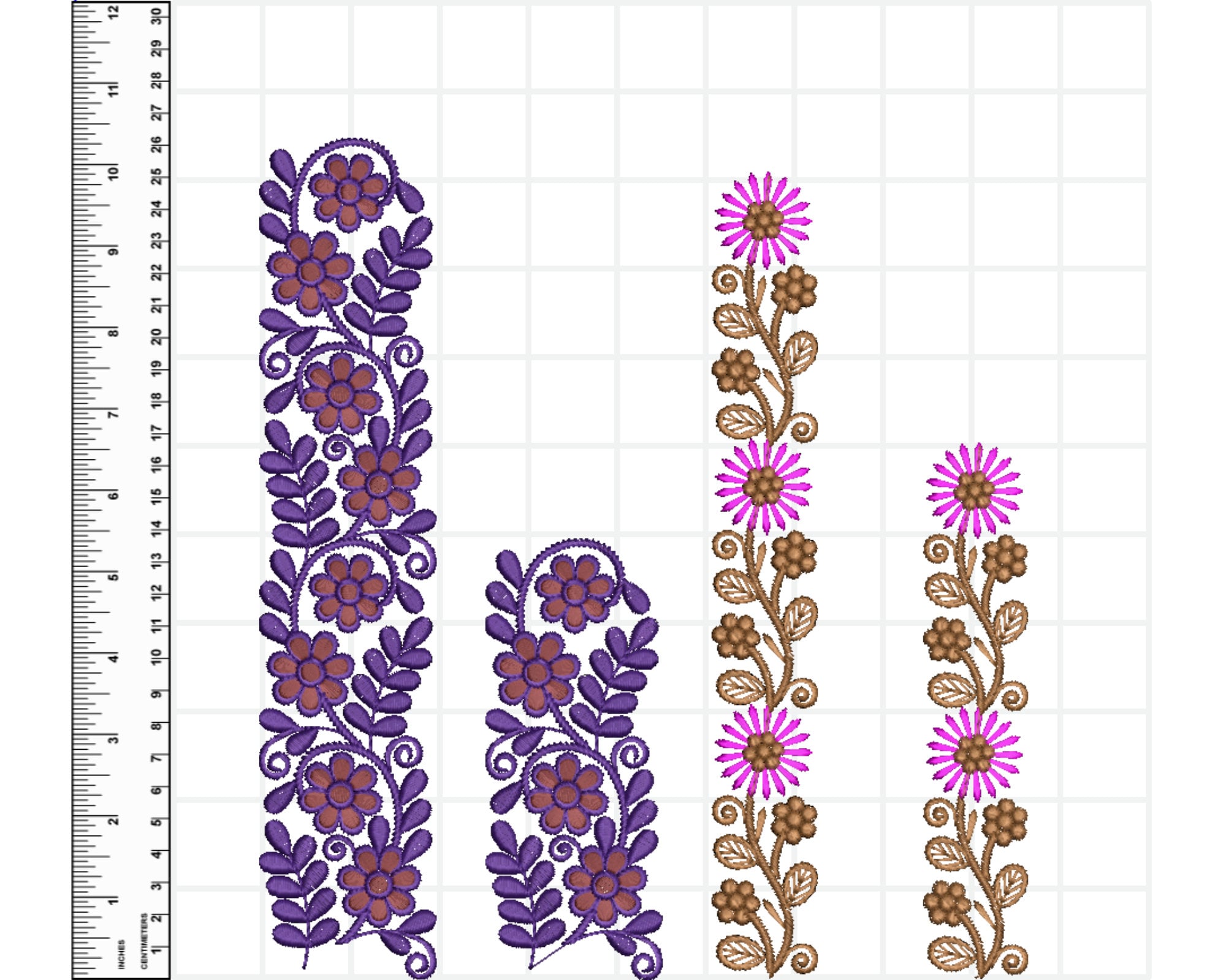 Floral Border Line Machine Embroidery Designs - Endless Flower ...