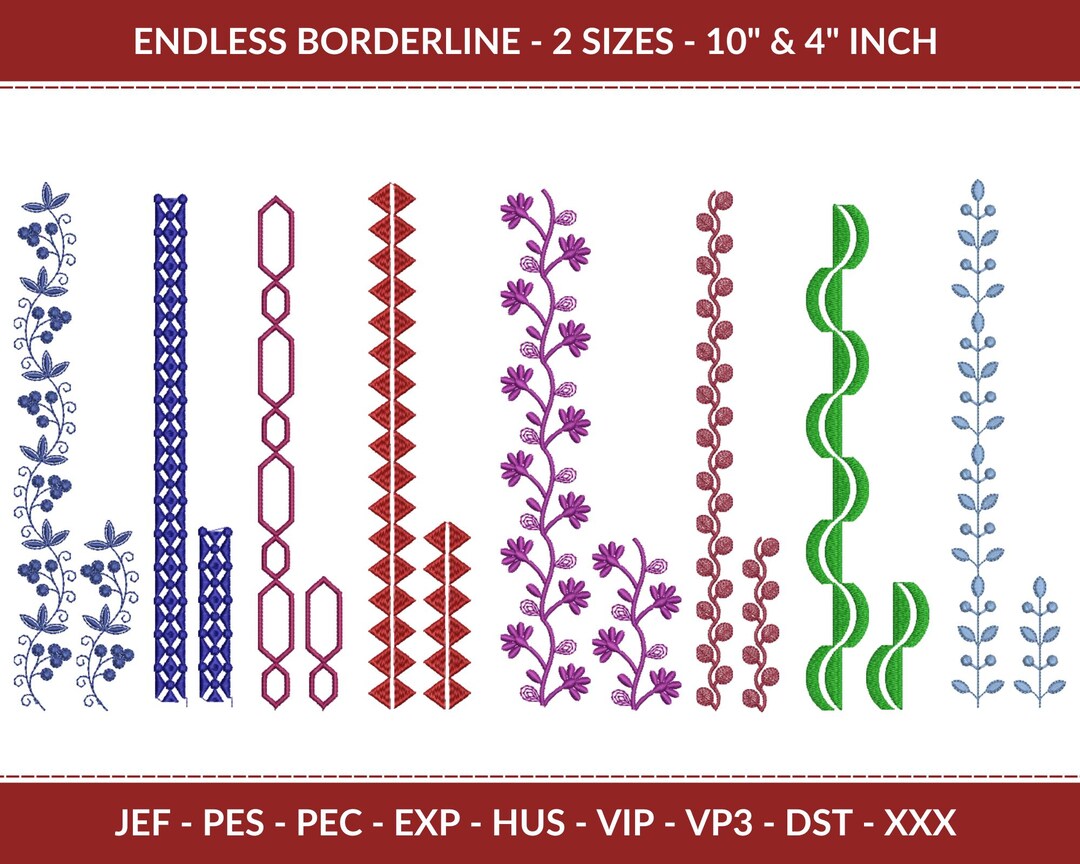 Beautiful Endless Borderline Embroidery Design Set is Perfect for ...