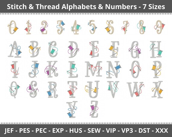 Thread & Stitch Alphabet Letters and Numbers Embroidery - Etsy