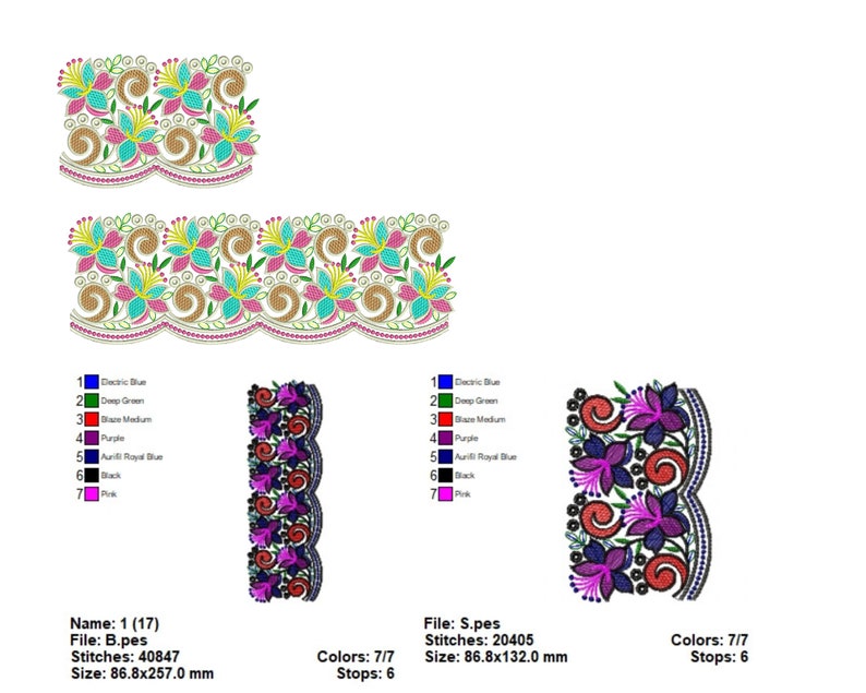 5 Endless Border Embroidery Designs 2 Sizes Instant - Etsy