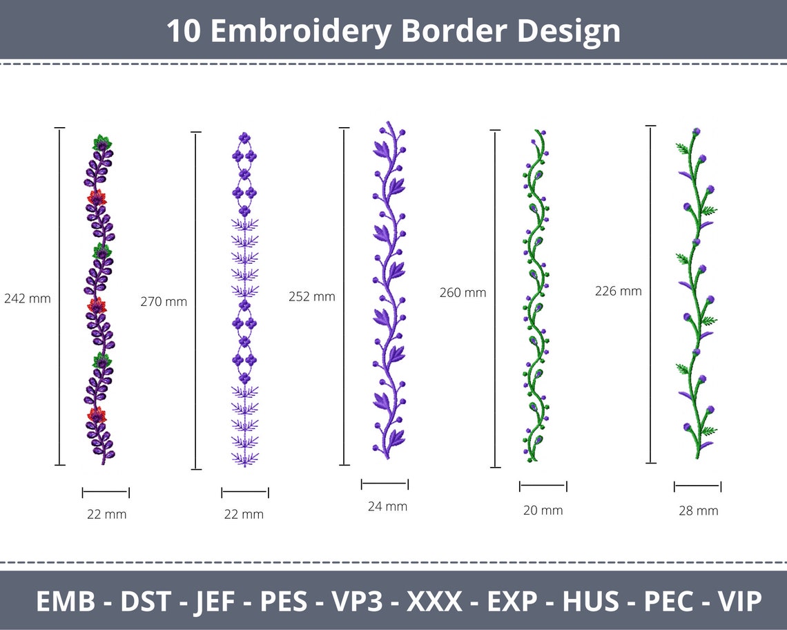 10 Endless Border Embroidery Design Bundle, Machine Embroidery Designs ...