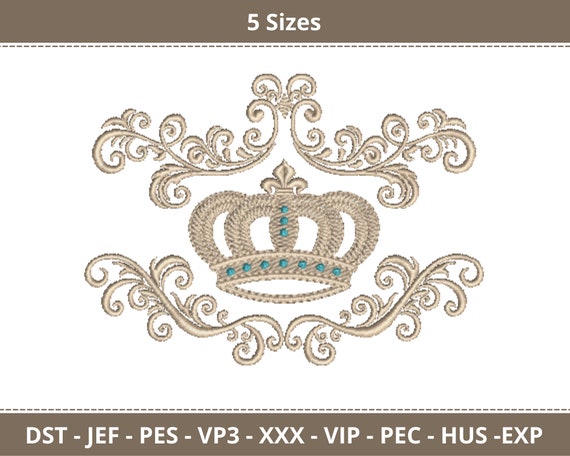 Crown Embroidery Design Machine Embroidery Pattern 5 Size - Etsy
