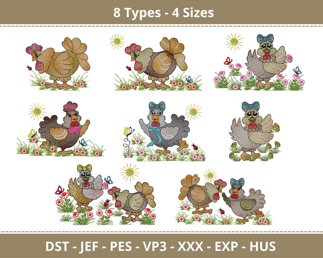 Embroidery Design - Machine Embroidery Pattern – 8 Types - 4 Size ...
