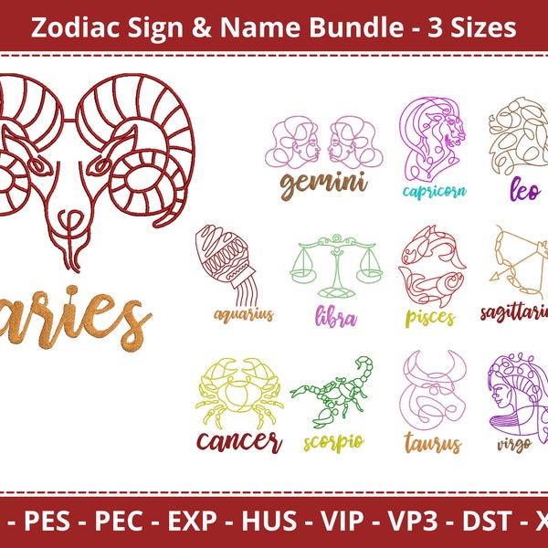 Zodiac Embroidery Designs - Etsy