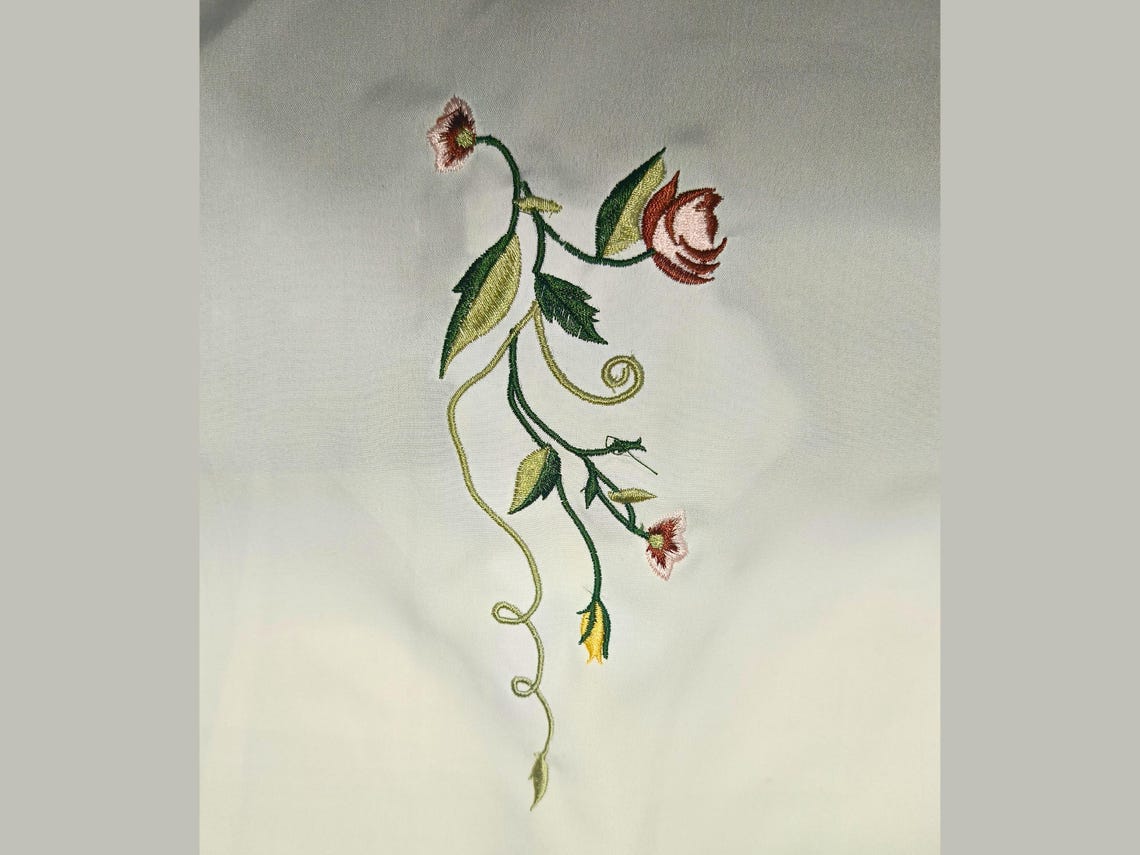 Vine Floral Embroidery Design – 3 Sizes (7", 8", 10") – Delicate Floral ...