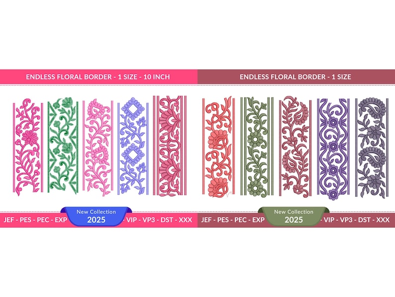 100 Embroidery Border Designs Mega Bundle – 2025 Floral Border ...