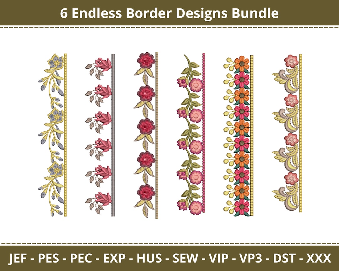 Edge Border Machine Embroidery Designs - 6 Designs - Instant Download ...