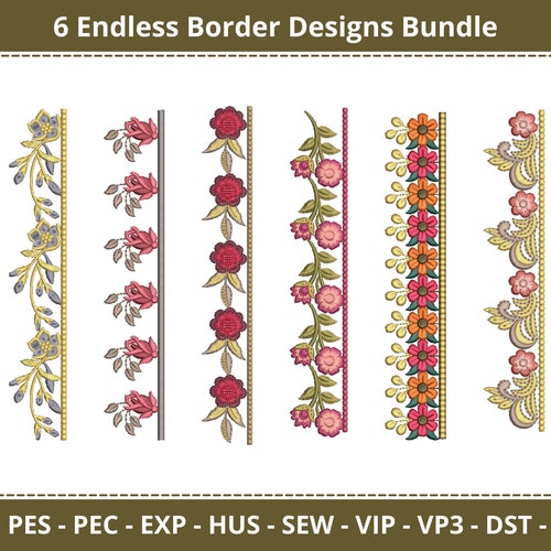 10 Embroidery Border Designs Bundle 2 Sizes Instant - Etsy