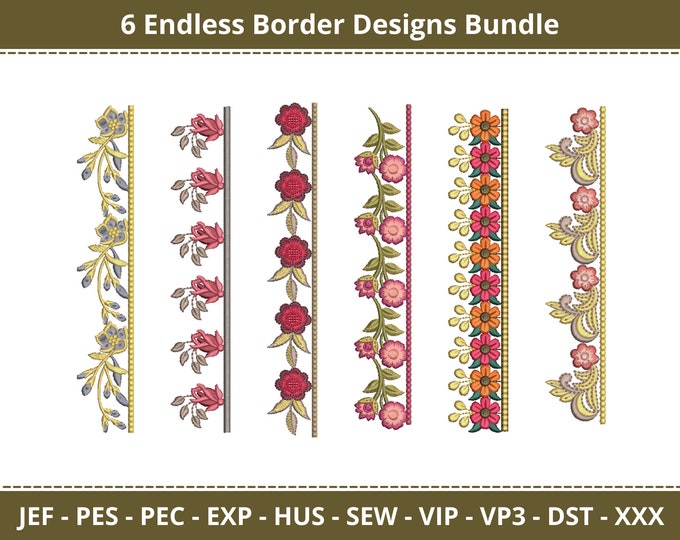 Floral Embroidery Border Designs - Seamless Embroidery Border Pattern ...