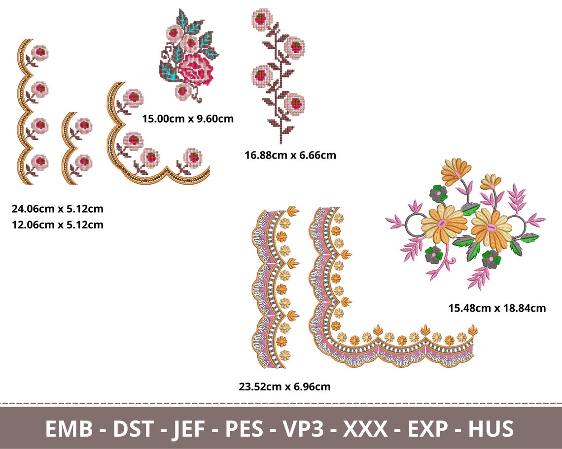 Cutwork Border & Corner With Patch Embroidery Design 10 - Etsy