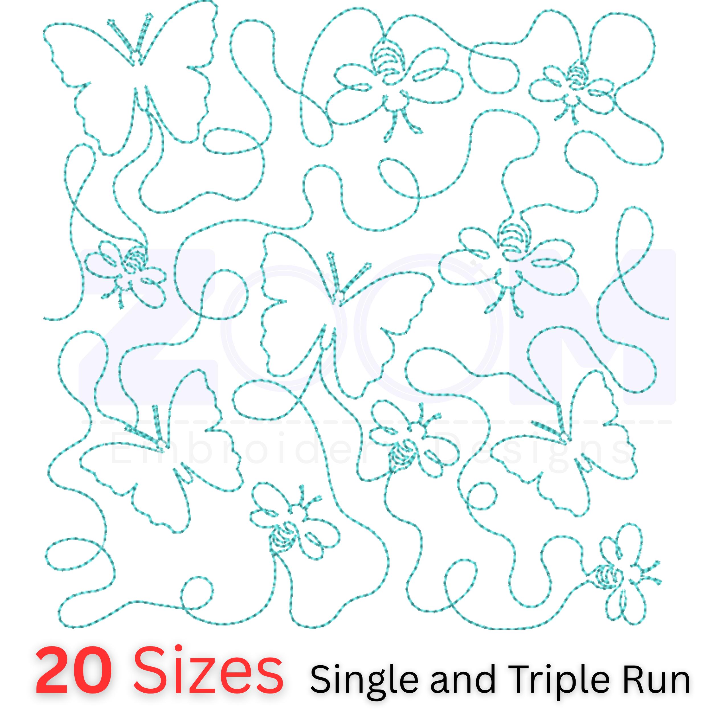 Butterfly & Bee Continuous Line Quilting Design | Edge to Edge Quilt ...