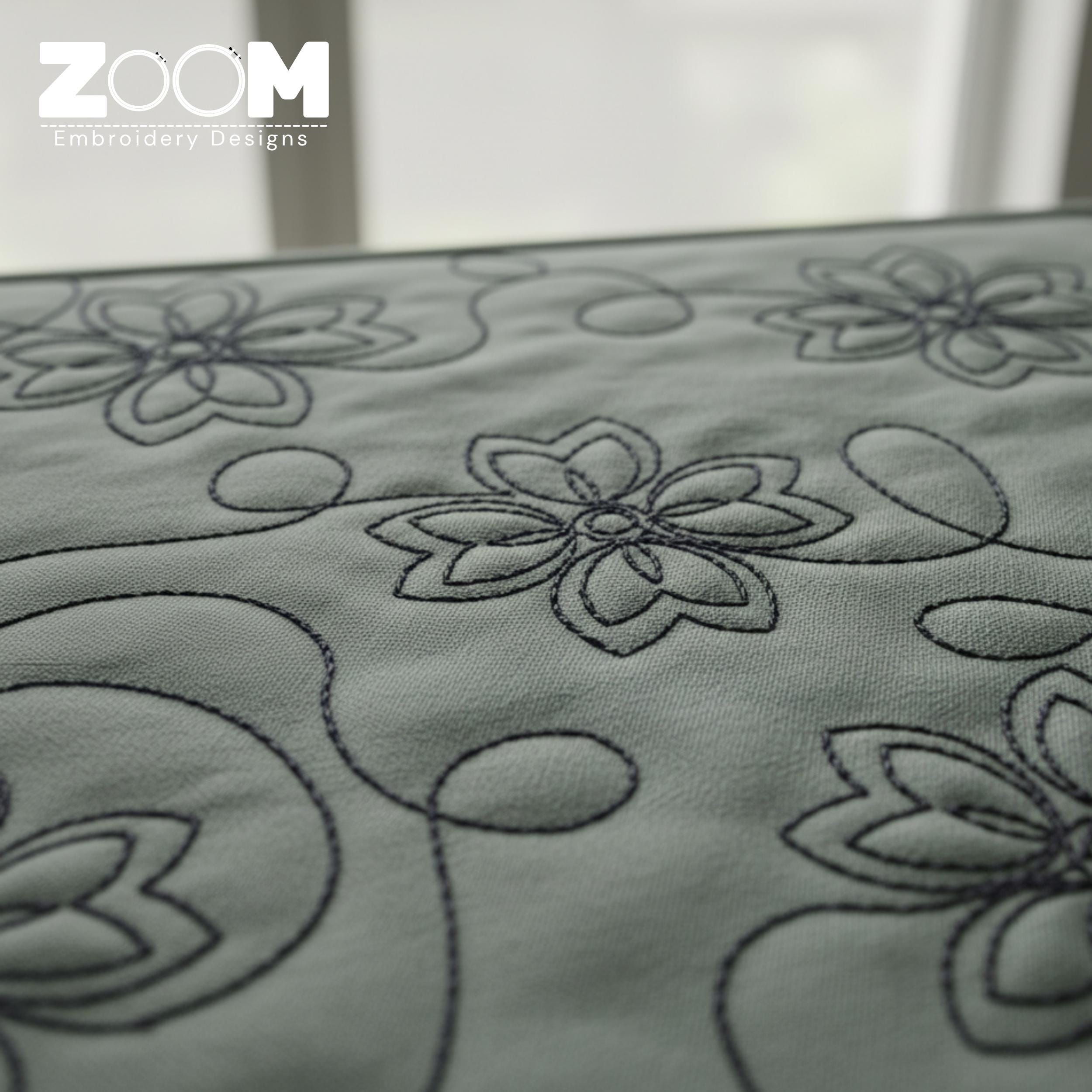 Floral Continuous Line Quilting Design | Edge to Edge Quilt Pattern ...