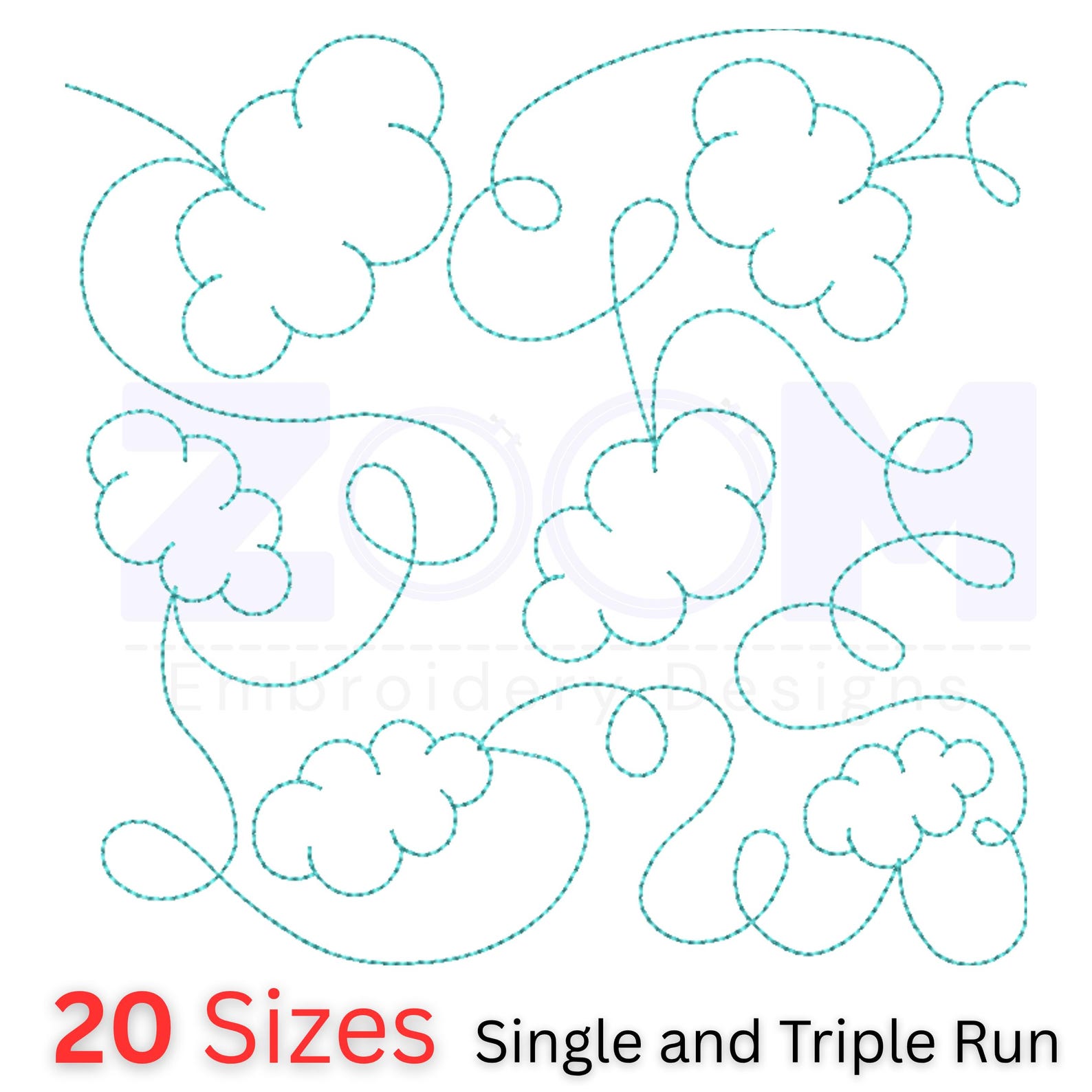 Cloud Quilting Machine Embroidery Design - 20 Sizes - Nursery Edge-to ...