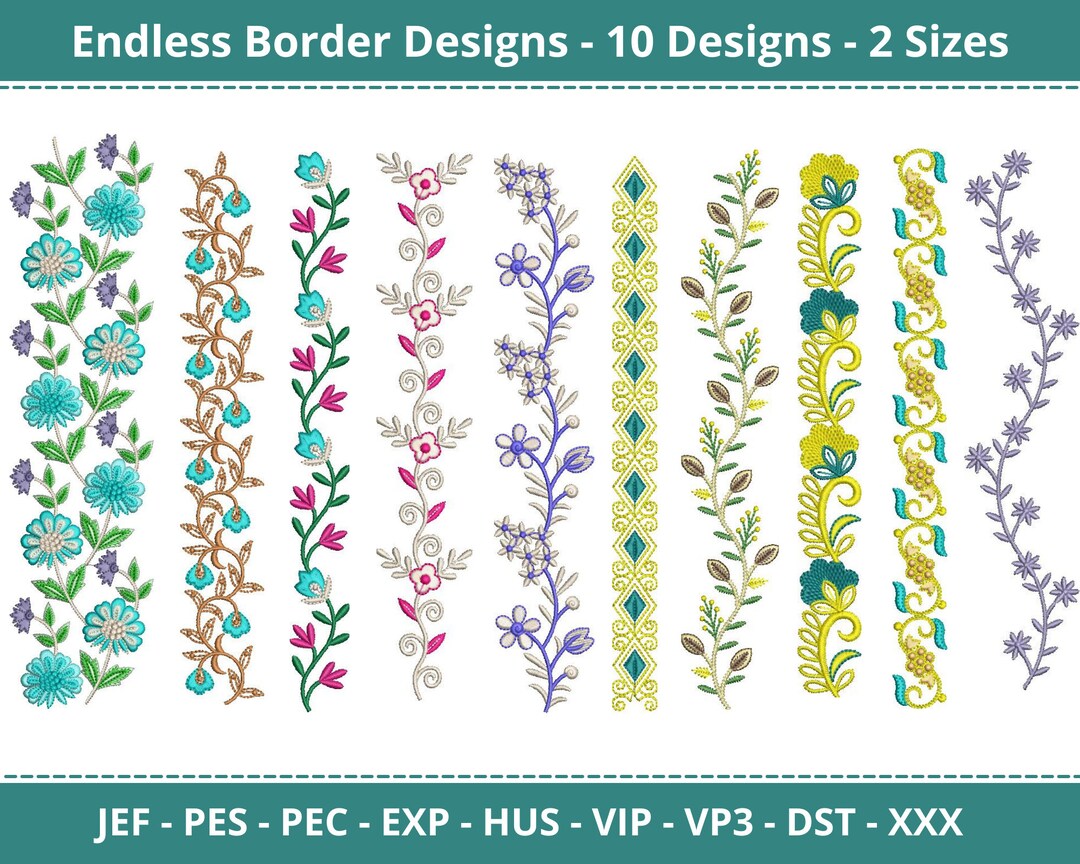 Endless Floral Border Machine Embroidery Designs - Flower Border ...