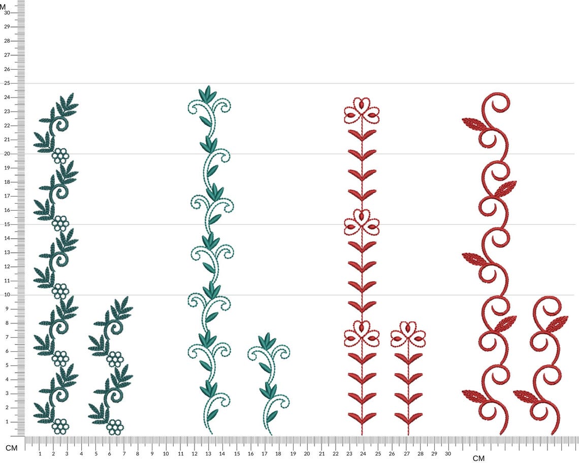 Floral Leaf Border Embroidery Design | 2 Sizes | Machine Embroidery ...
