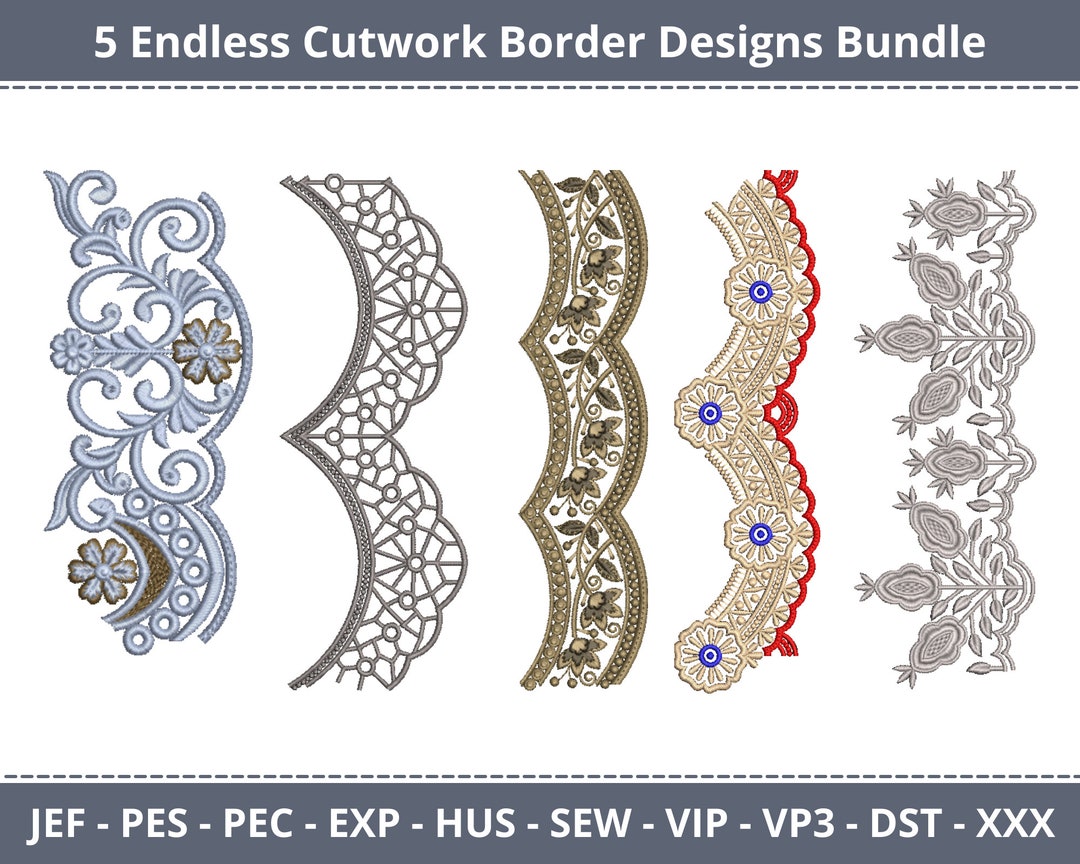 5 Endless Cutwork Embroidery Border Designs - Ornament Border Machine ...