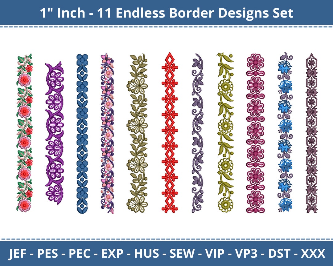 Floral Border Endless Machine Embroidery Designs - Embroidery Pattern ...