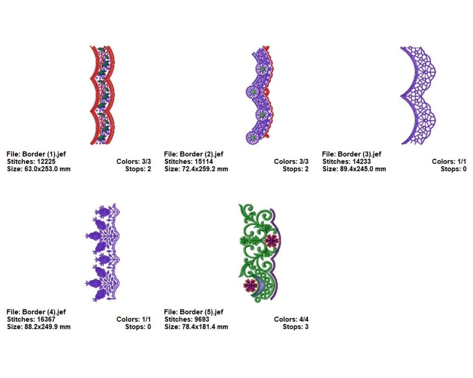 5 Endless Cutwork Embroidery Border Designs 8 Formats - Etsy