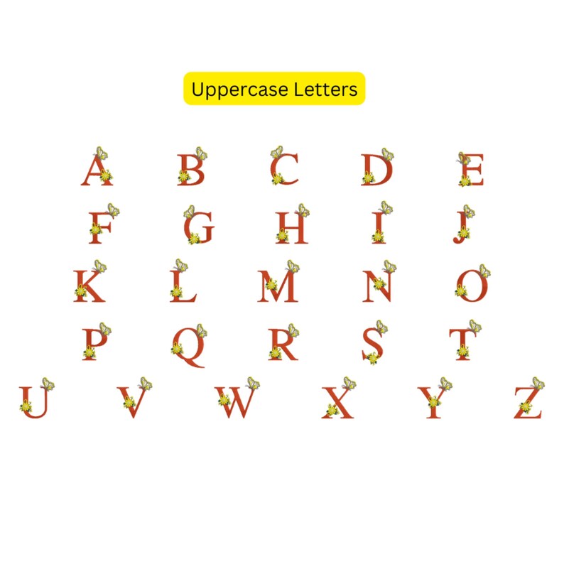 Floral Alphabet Embroidery Font Bundle | 5 Fonts | A–Z Letters With ...