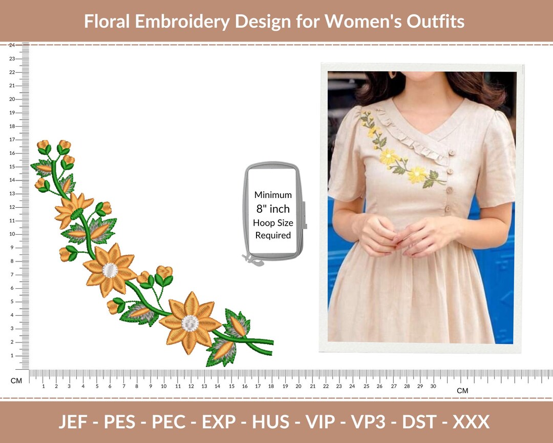 Floral Embroidery Design for Women's Outfits, Exquisite Floral ...