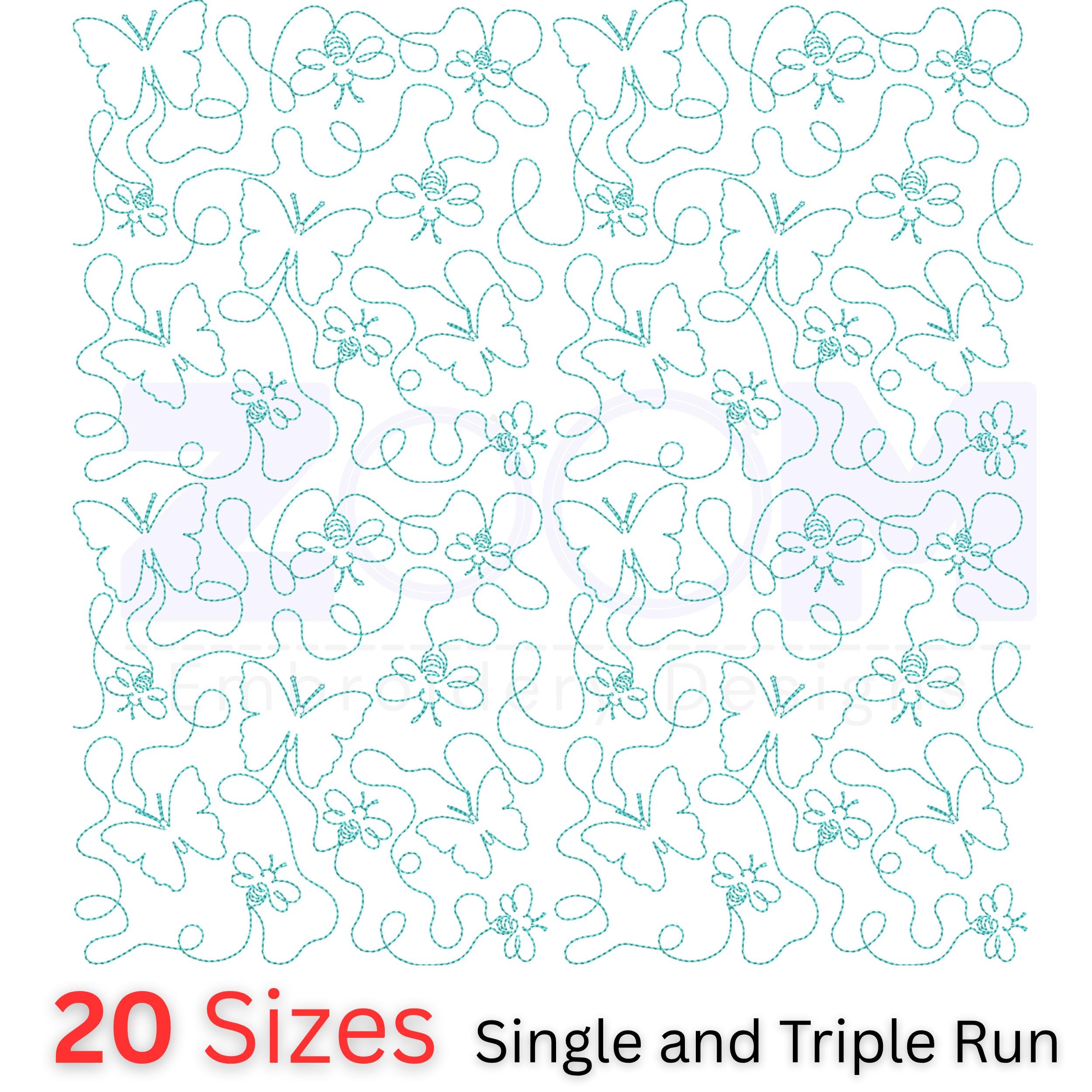 Butterfly & Bee Continuous Line Quilting Design | Edge to Edge Quilt ...