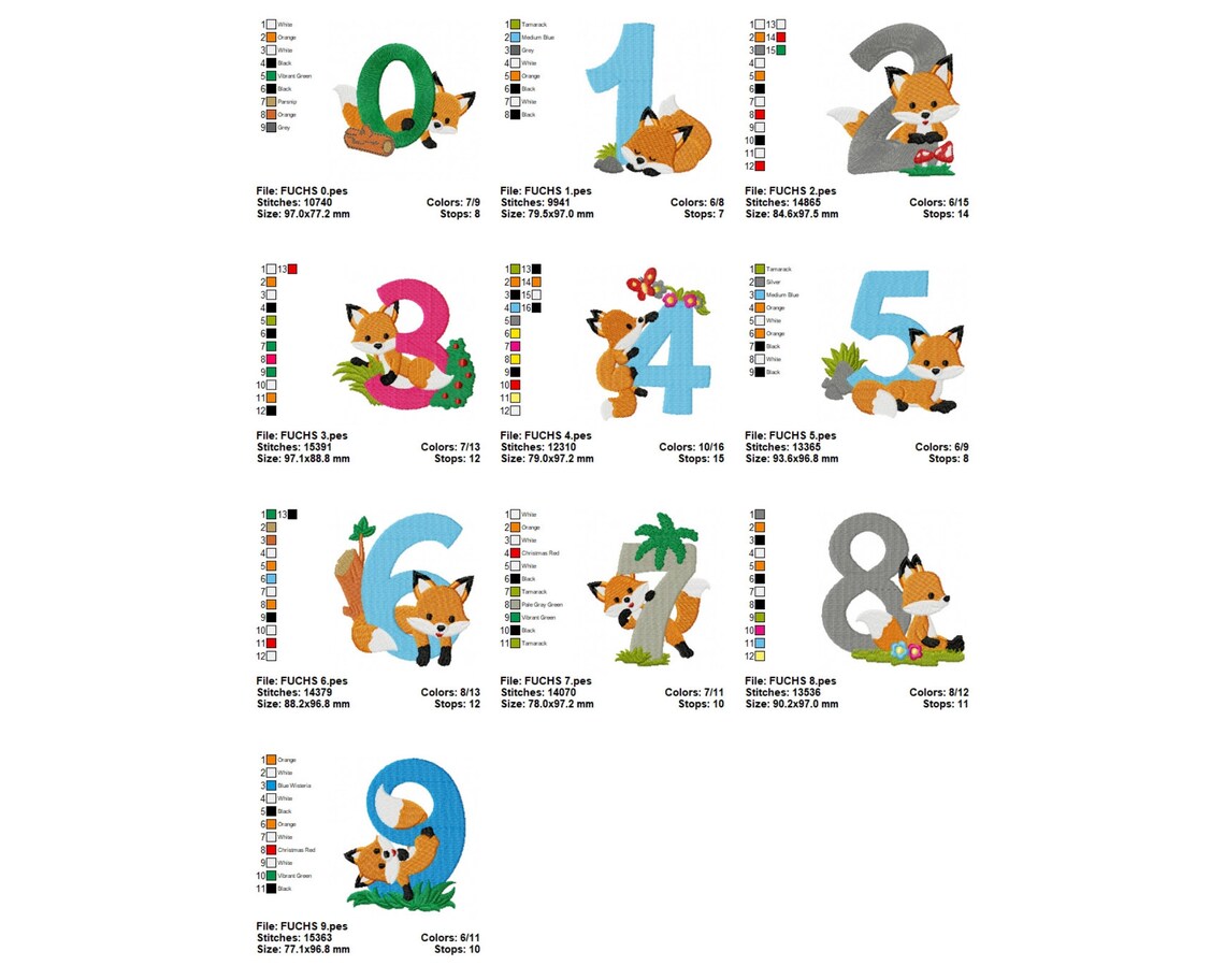 Numbers Embroidery Designs Instant Download - Etsy