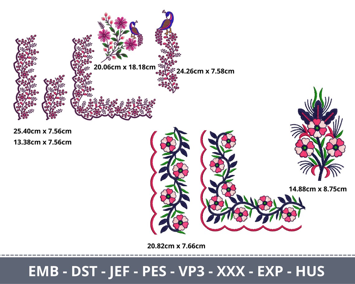 Cutwork Border & Corner With Patch Embroidery Design 10 - Etsy