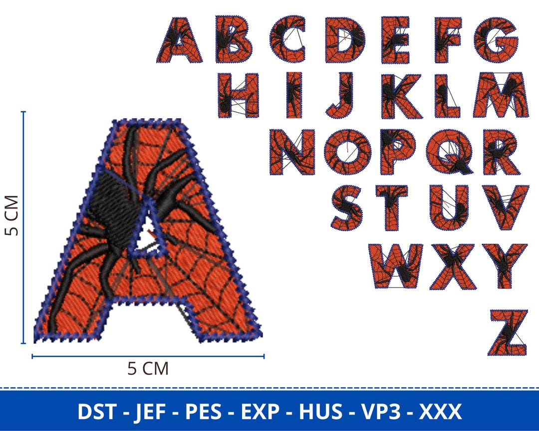 Spider Alphabet Font Machine Embroidery Designs - Instant Download - Etsy