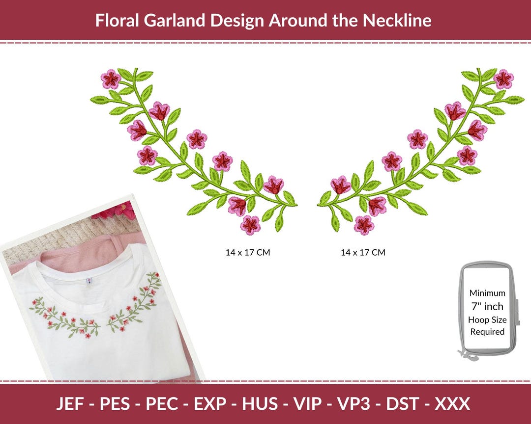 Beautiful Floral Garland Embroidery Design, Perfect for Decorating ...
