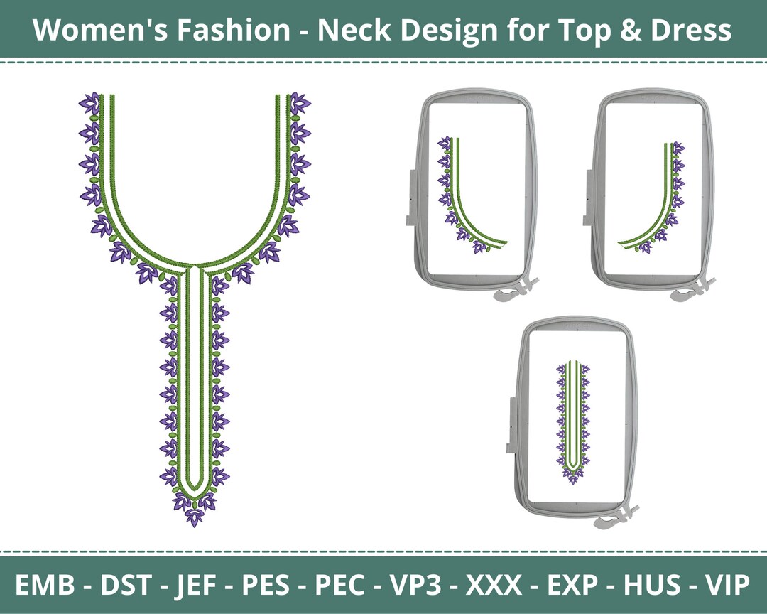 Splitted Neck Embroidery Design Machine Embroidery Pattern Instant ...