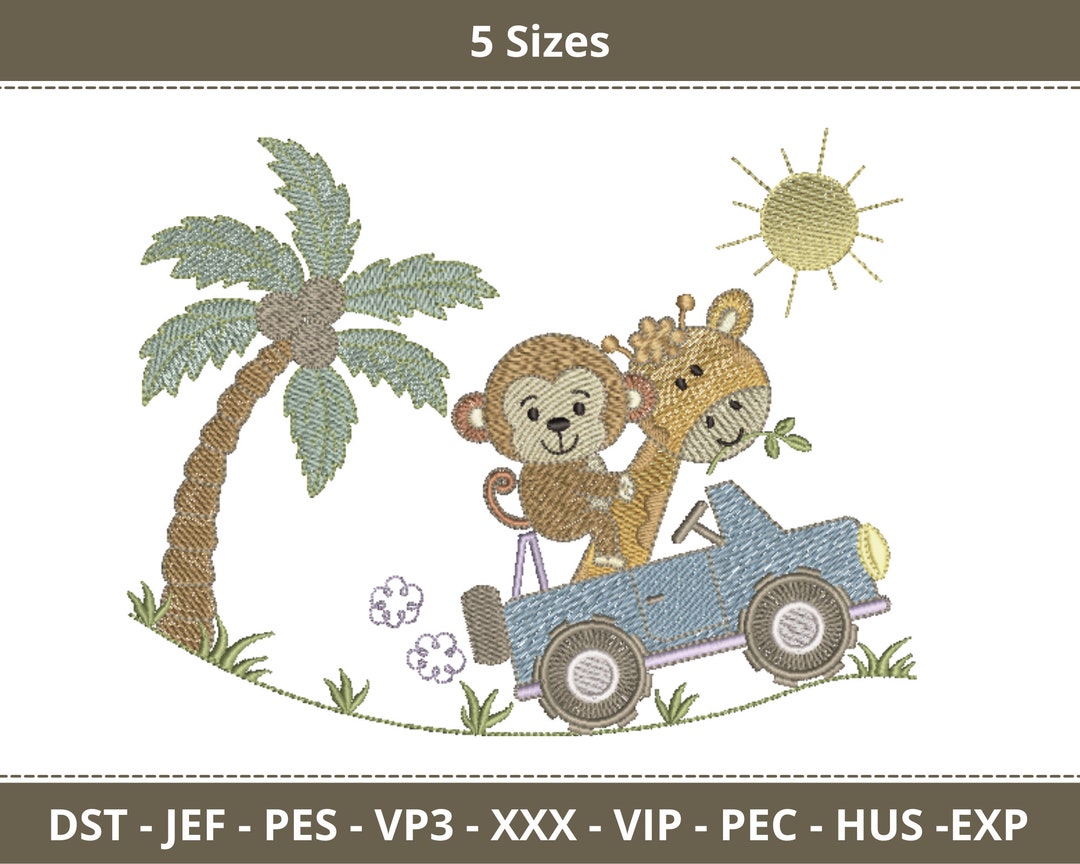 Jungle Safari Embroidery Design Machine Embroidery Pattern 5 Size ...