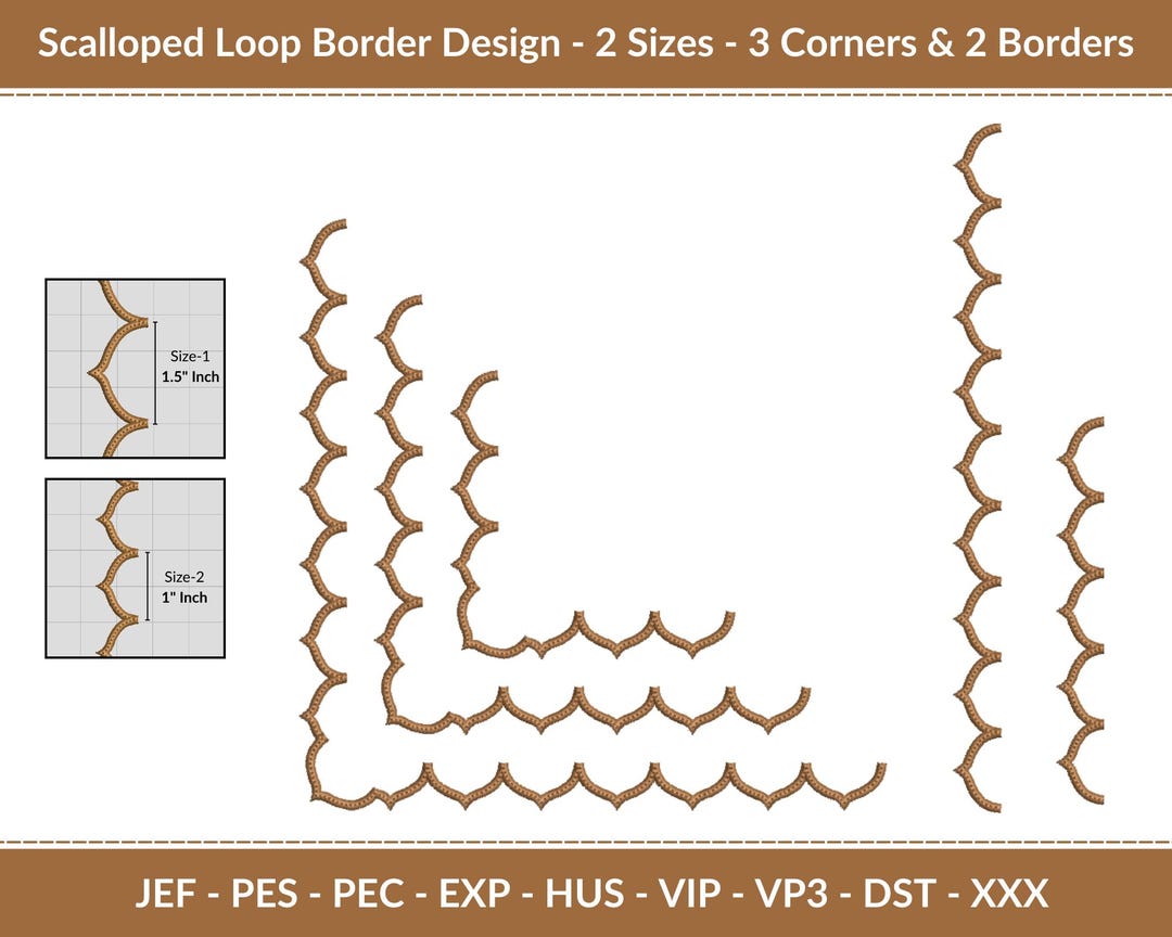 Arched Loop-style Border Embroidery Design Set – Endless - 2 Loop Size ...