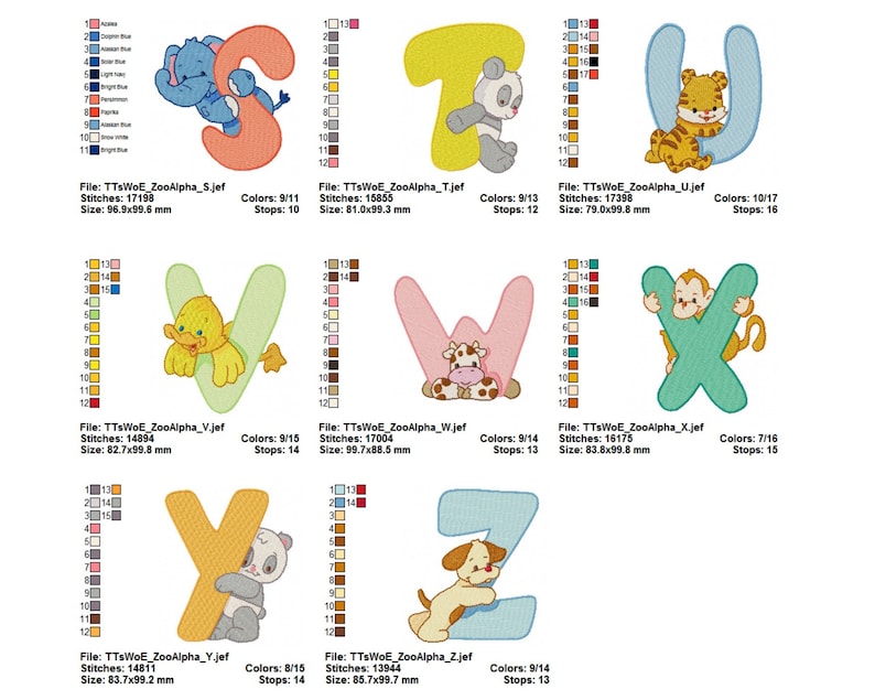 Alphabet With Baby Animals Machine Embroidery Designs - A to Z Font ...