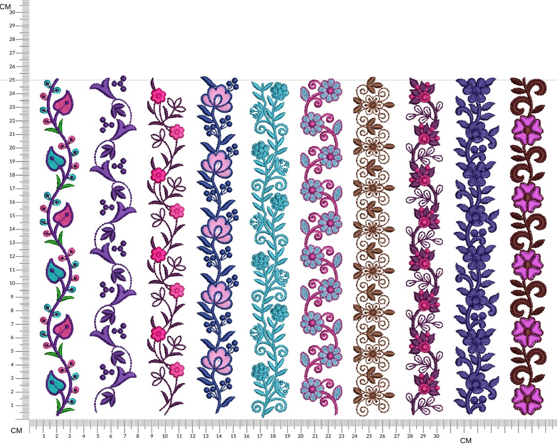Flower Border Machine Embroidery Designs - Floral Endless Embroidery ...