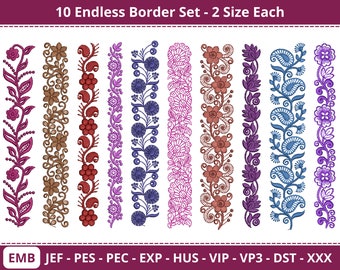 5 Endless Border Embroidery Designs 2 Sizes Instant Download - Etsy