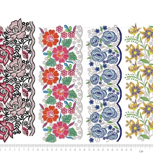 Exquisite Botanical Flower Edge Border Designs - Machine Embroidery ...