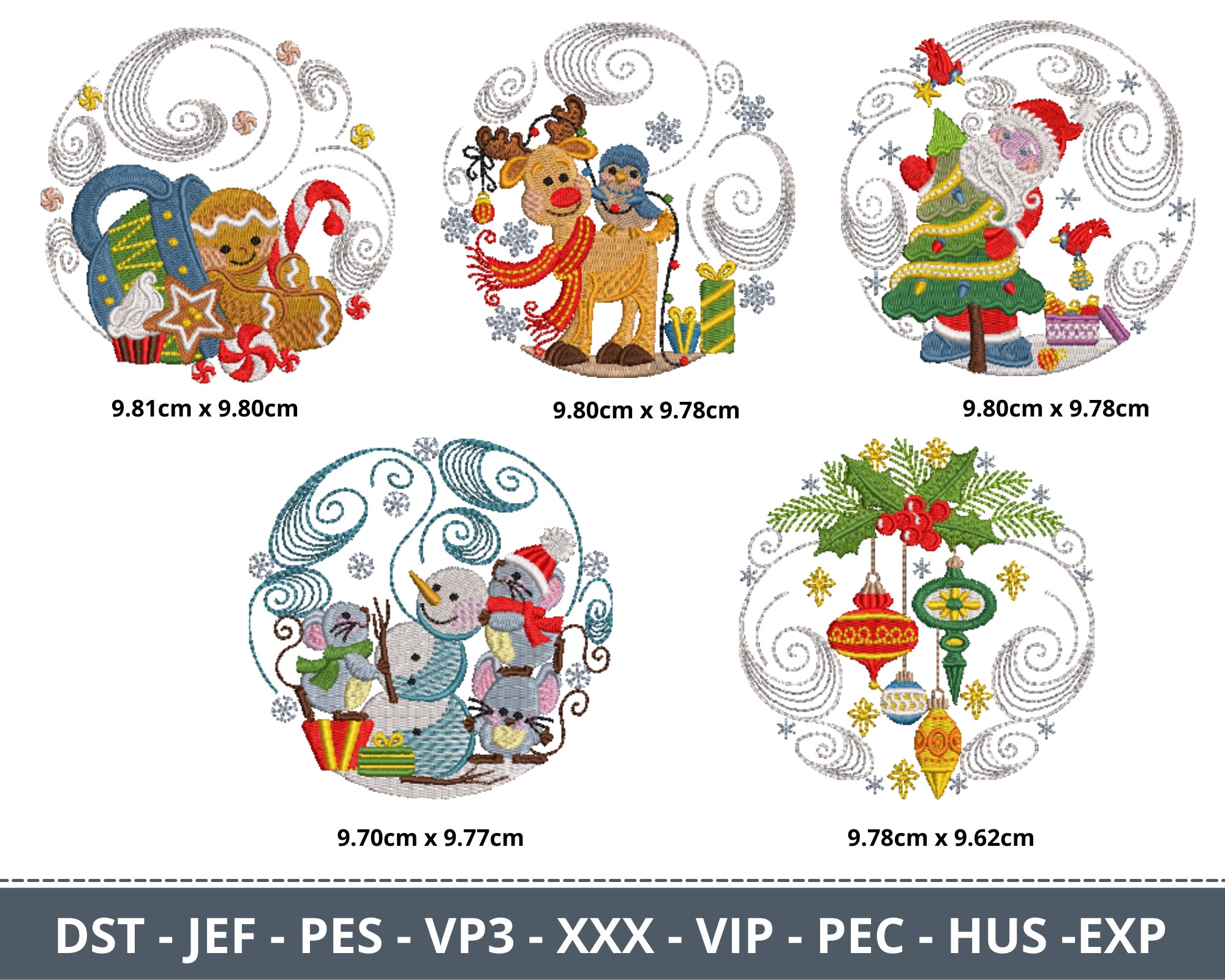 Christmas Embroidery Design With Santa Snowman Machine | Etsy