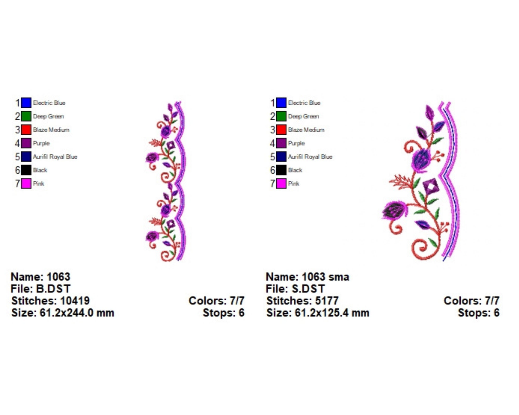 5 Endless Border Embroidery Designs 2 Sizes Instant - Etsy