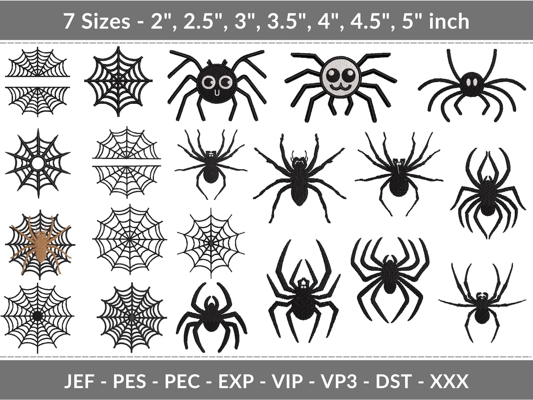 Spider Web Embroidery Design Bundle – 20 Spider & Web Designs – 7 Sizes ...