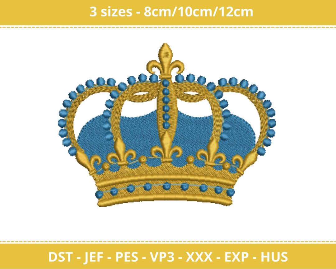 Royal Crown Embroidery Design | 3 Sizes Included | Machine Embroidery ...